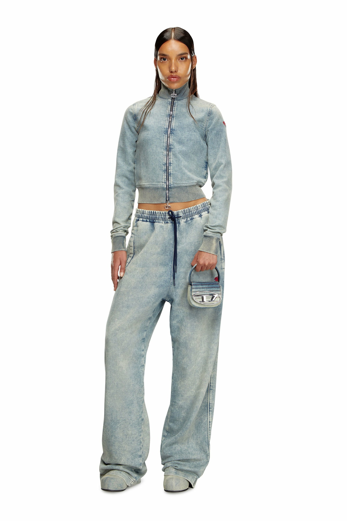 Diesel 1DR XS - Iconic mini bag in solarised denim - Crossbody Bags ...