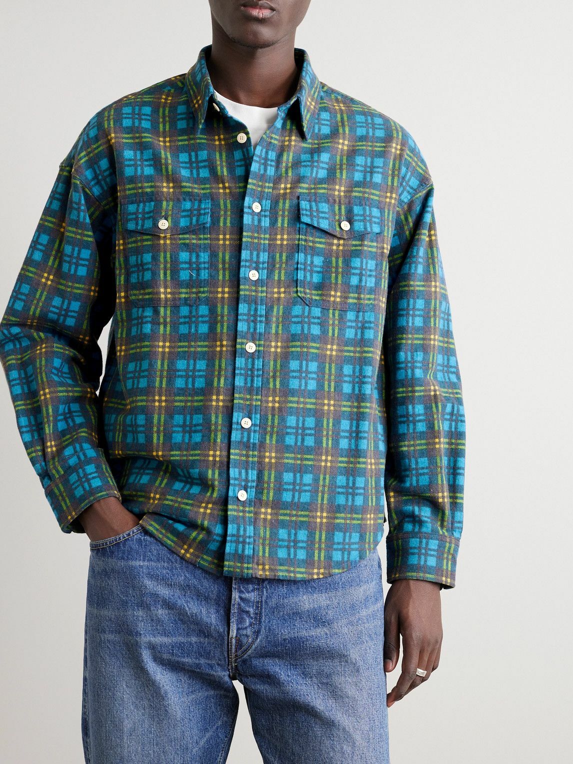 Visvim - Pioneer Checked Cotton-Flannel Shirt - Blue Visvim