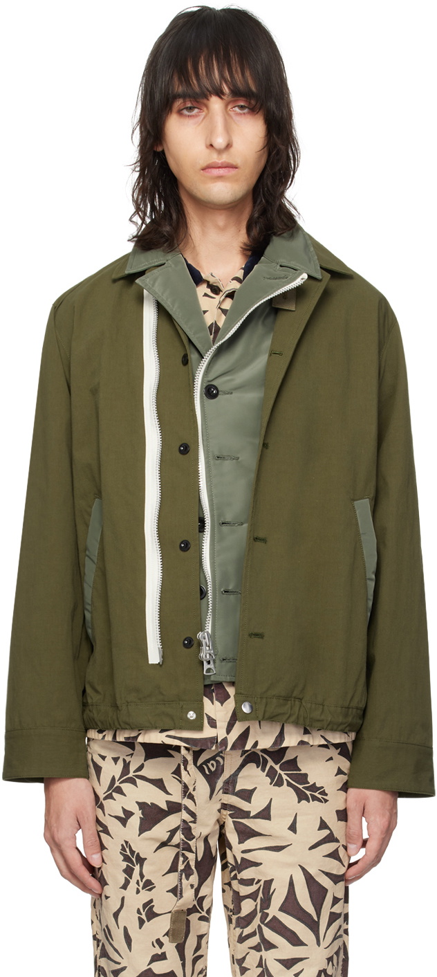 sacai Khaki Layered Jacket Sacai
