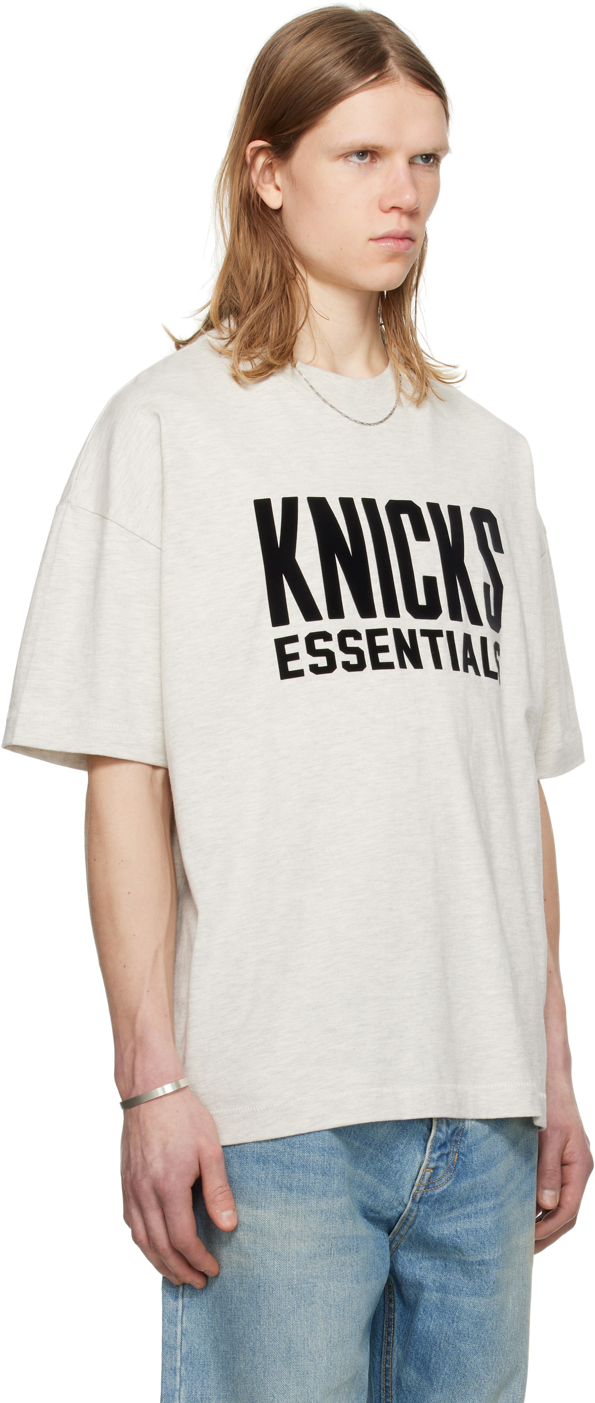Fear of God ESSENTIALS Gray NBA Knicks Short Sleeve T-shirt Fear Of God ...