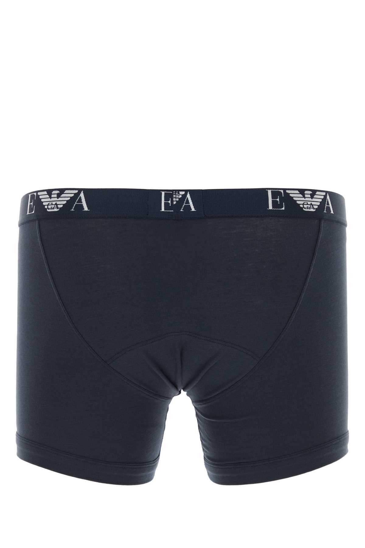 Emporio Armani Navy Blue Cotton Boxer Set Emporio Armani