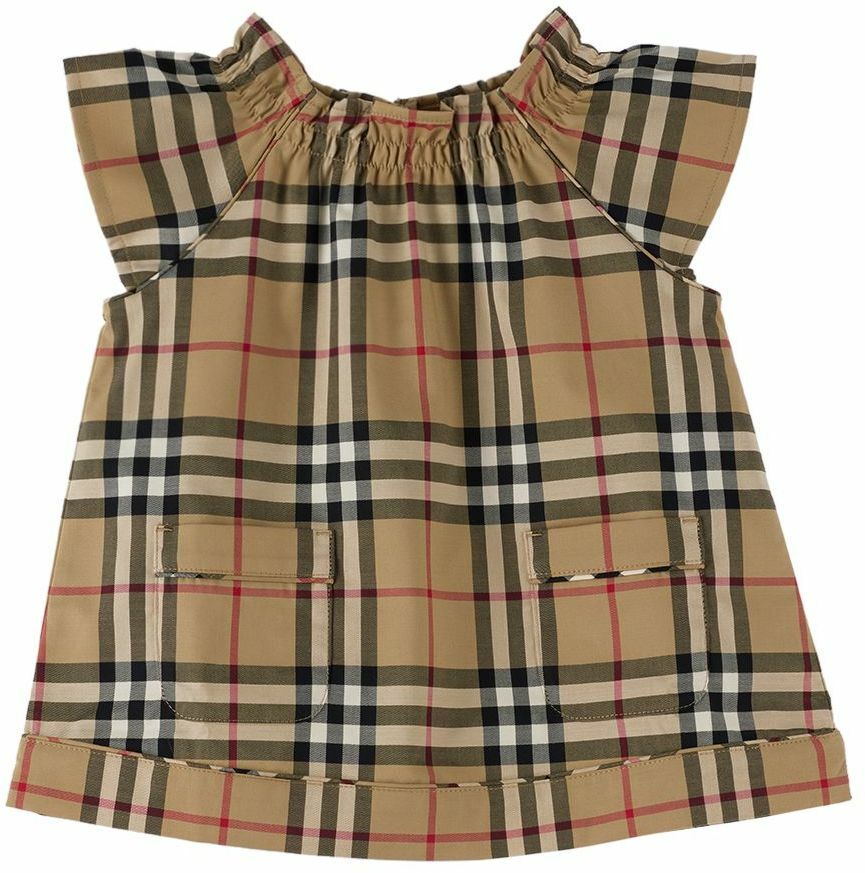 Burberry Baby Beige Vintage Check Dress & Bloomers Set Burberry