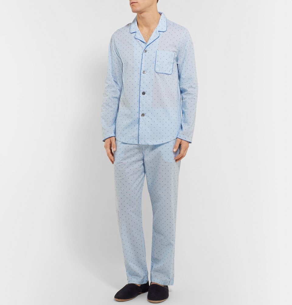 Derek Rose - Nelson Cotton-Jacquard Pyjama Set - Men - Blue Derek Rose
