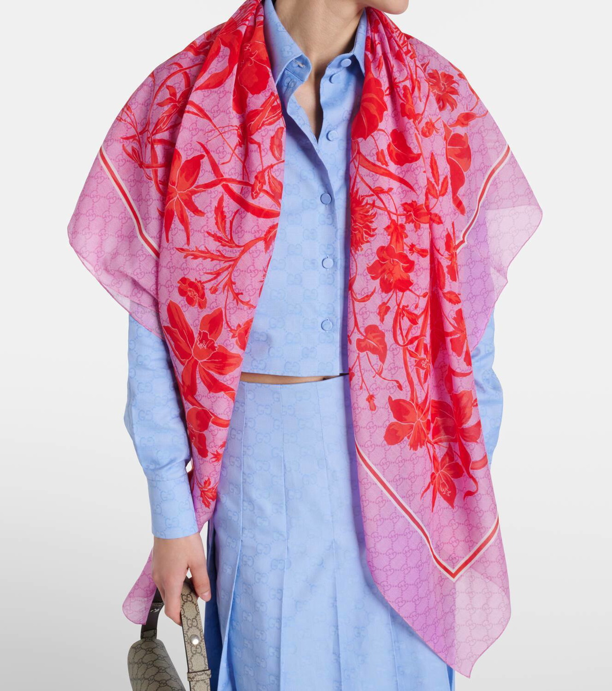 Gucci Floral cotton and silk scarf Gucci