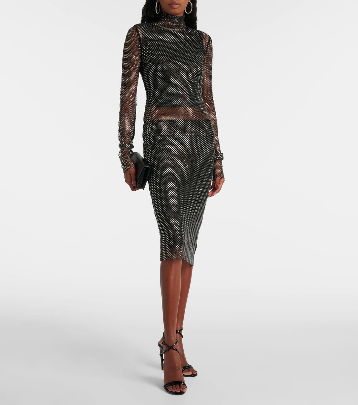 Sportmax Valdai embellished fishnet crop top Sportmax