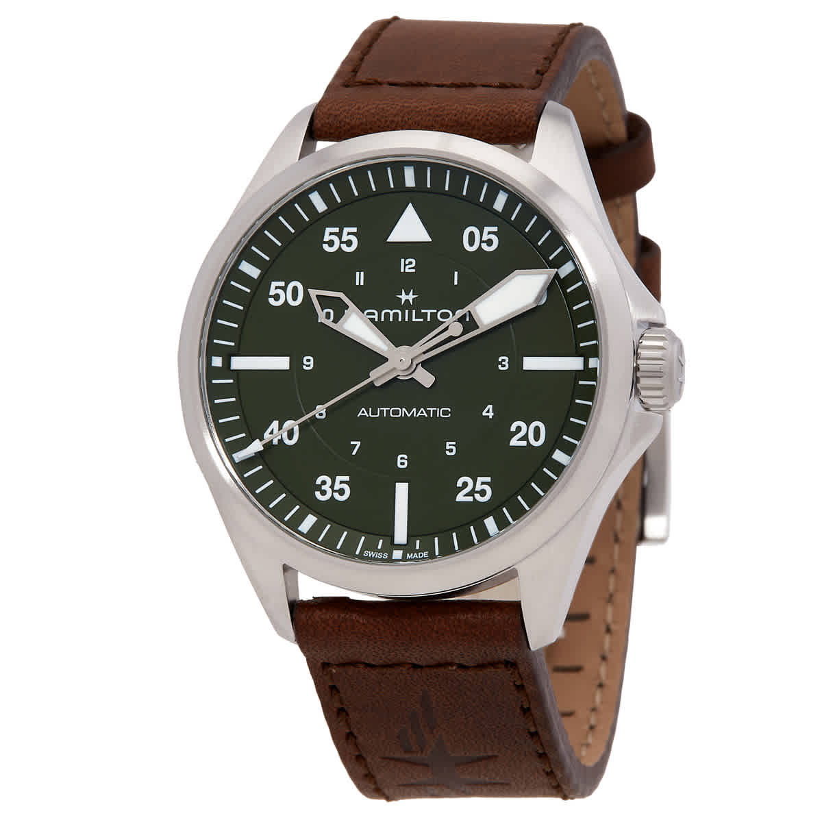 Hamilton Khaki Aviation Pilot Automatic Green Dial Watch H76305560 Hamilton