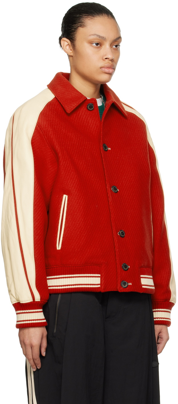 ADER error Red Button-Up Bomber Jacket ADER error