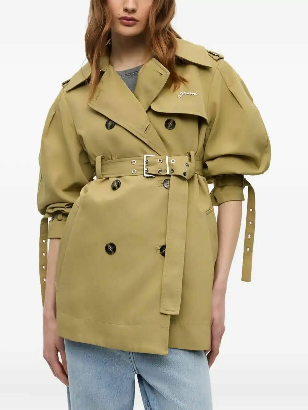 GANNI Balloon-Sleeve Trench Coat GANNI