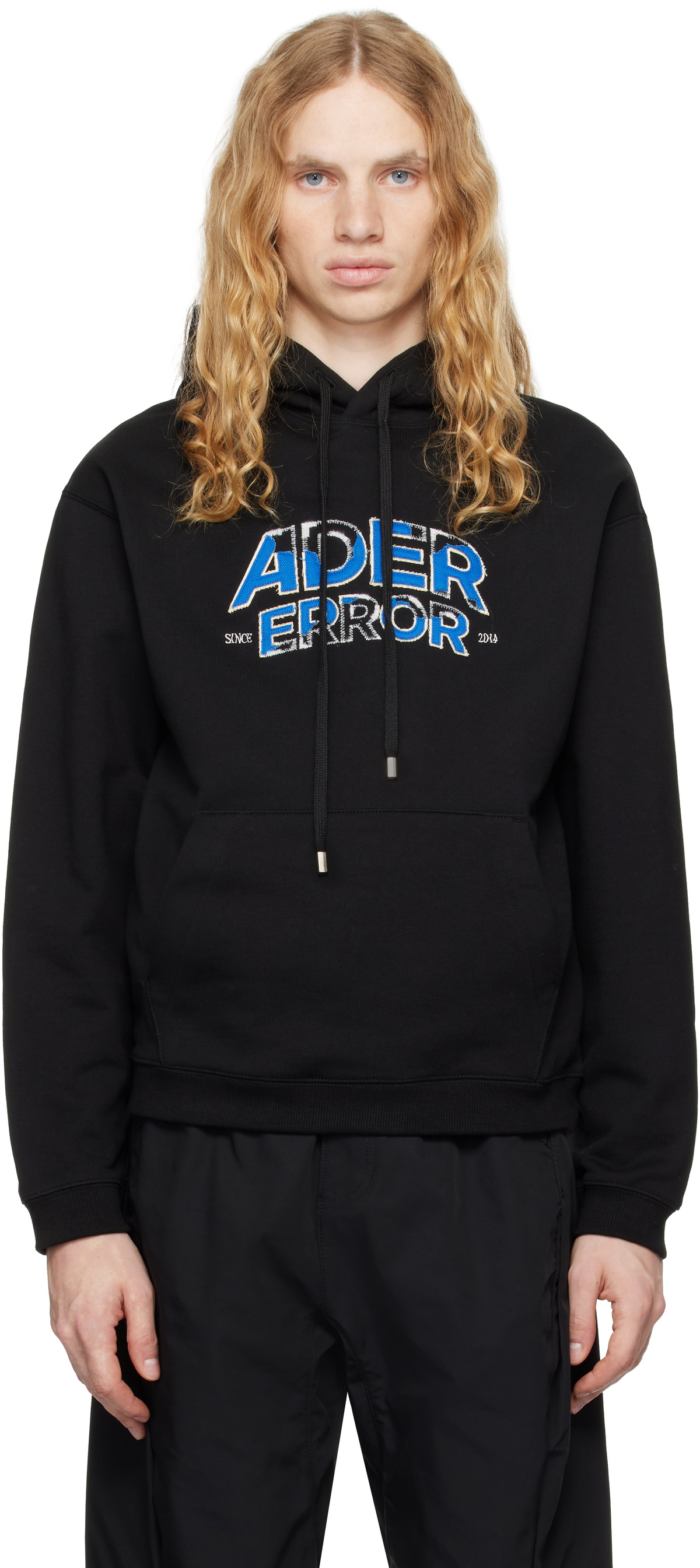 ADER error Black Distressed Logo Hoodie ADER error
