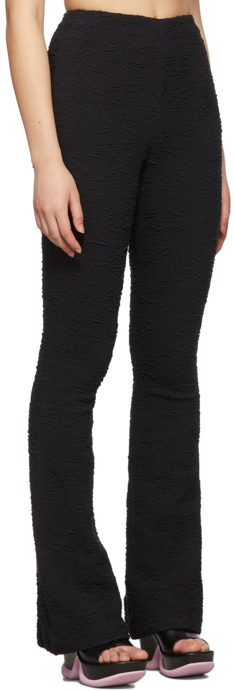 MSGM Black Crinkle Bootcut Trousers MSGM