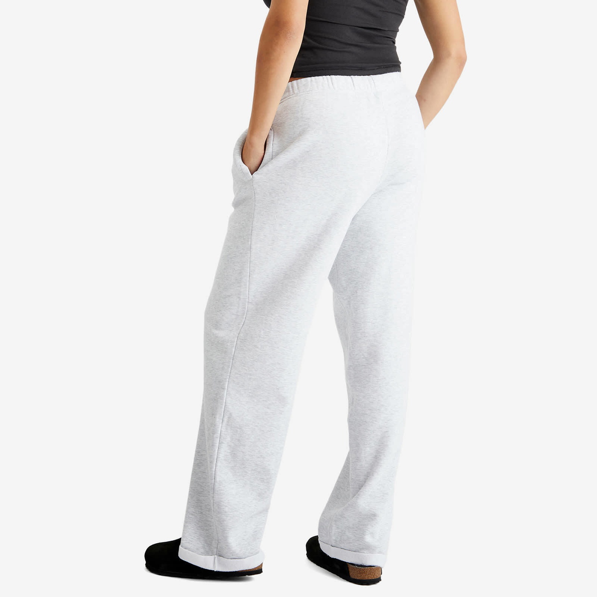 SKIMS Women's Cotton Fleece Straight Leg Pant in Light Heather Grey SKIMS