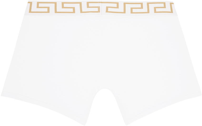 Versace Underwear White Greca Border Long Boxers Versace Underwear