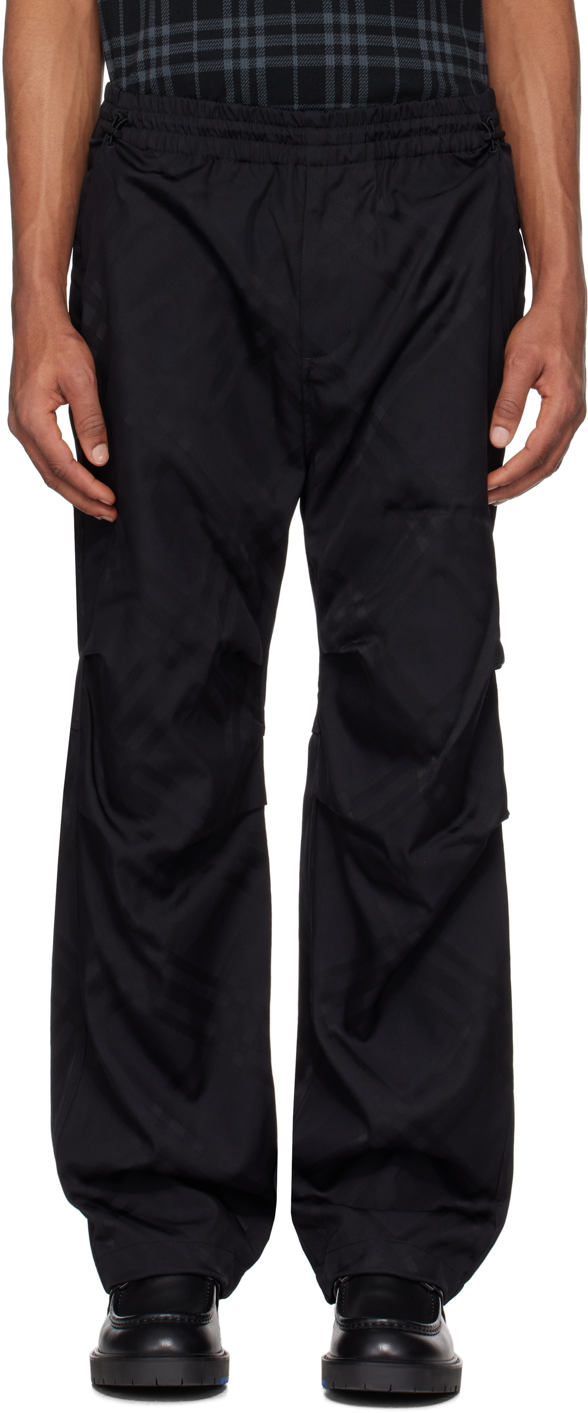 Burberry Black Check Nylon Track Pants Burberry