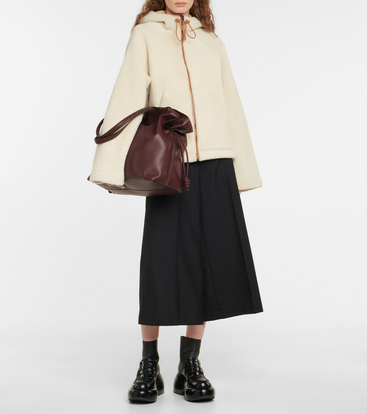 Loewe - Leather-trimmed shearling jacket Loewe