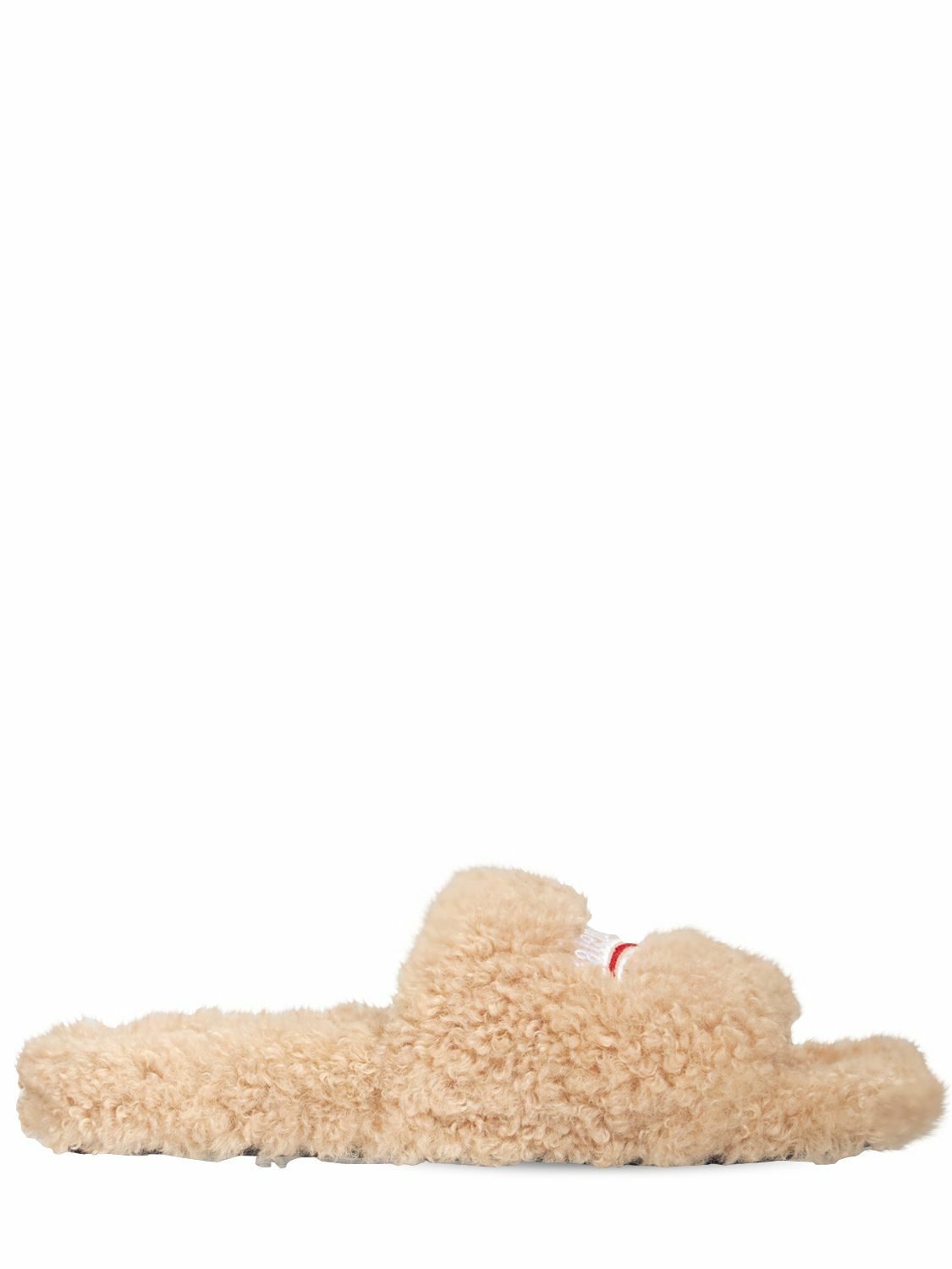 BALENCIAGA - 10mm Furry Faux Shearling Slide Sandals Balenciaga