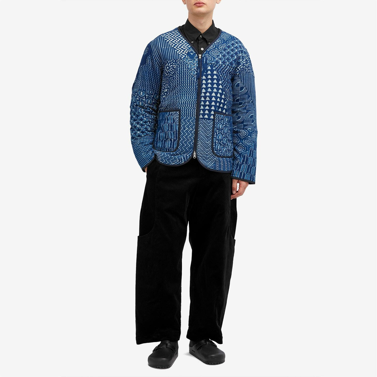 Kardo Men's Amar Block Print Quilted Liner Jacket in Blue Kardo