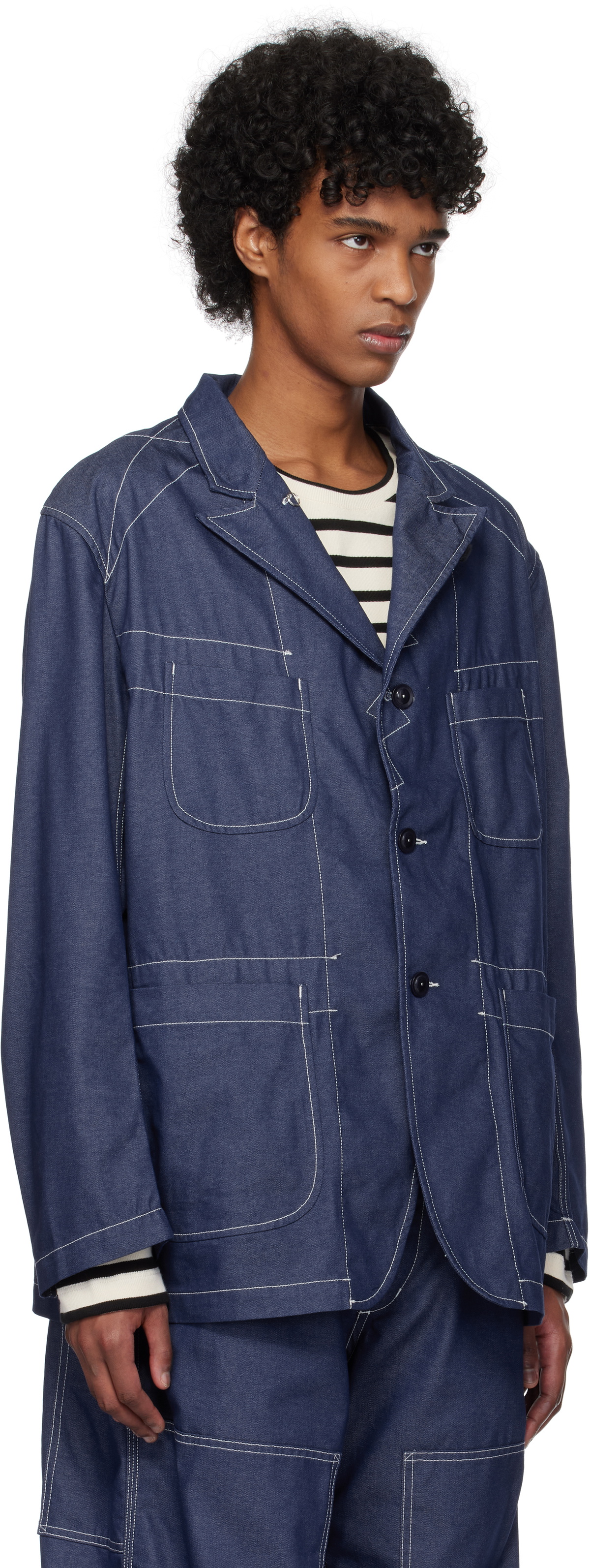 Engineered Garments Blue Bedford Denim Blazer Engineered Garments