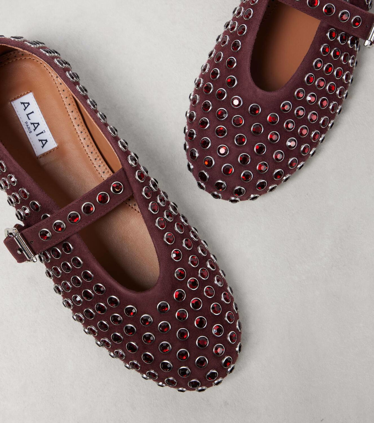 Alaïa Embellished suede ballet flats ALAÏA