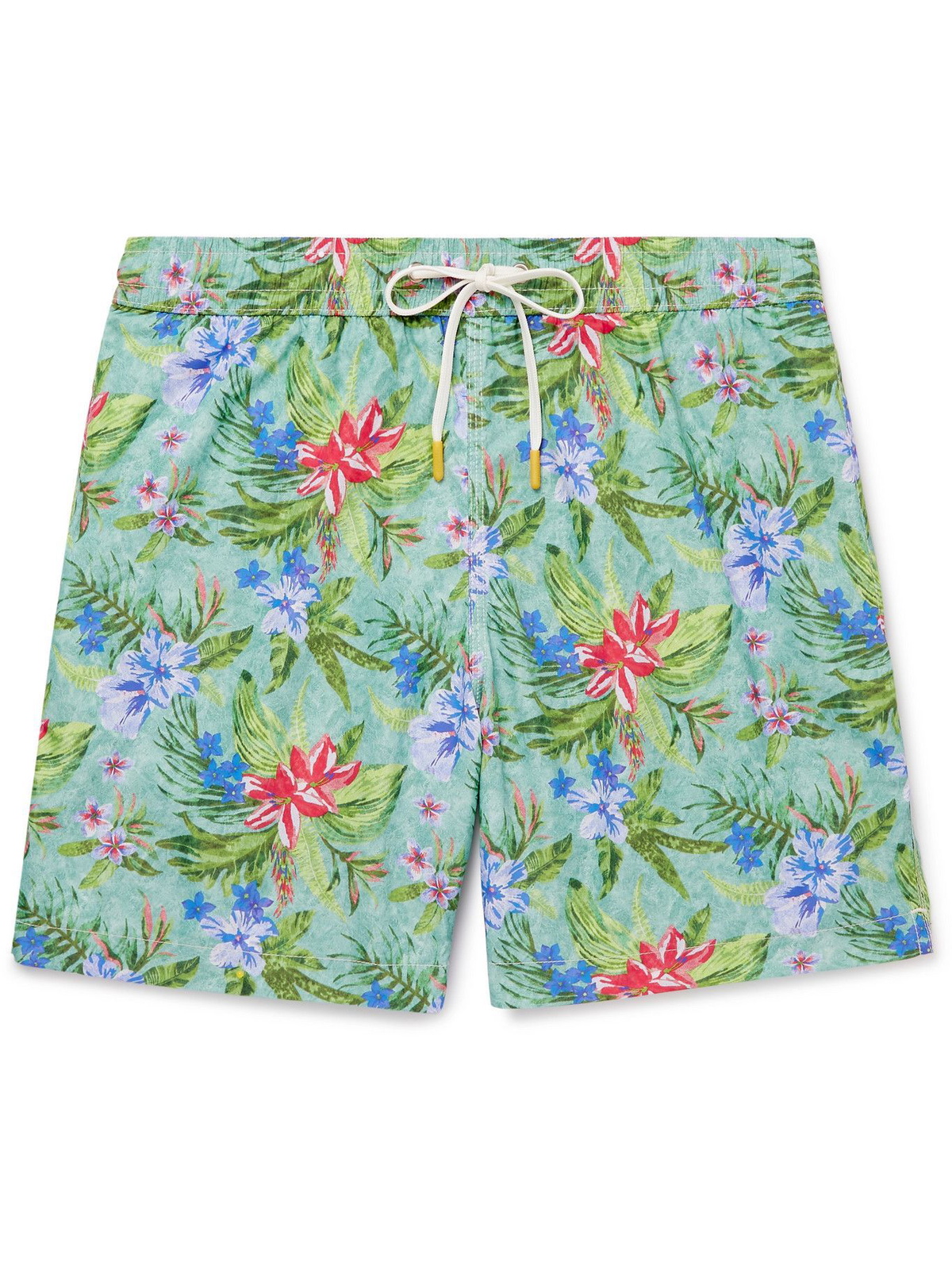 Hartford Slim Fit Mid Length Printed Swim Shorts Blue Hartford