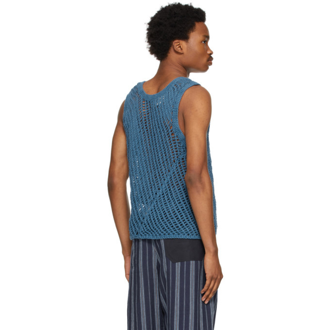 Nicholas Daley Blue Knit Garment-Dyed Vest Nicholas Daley