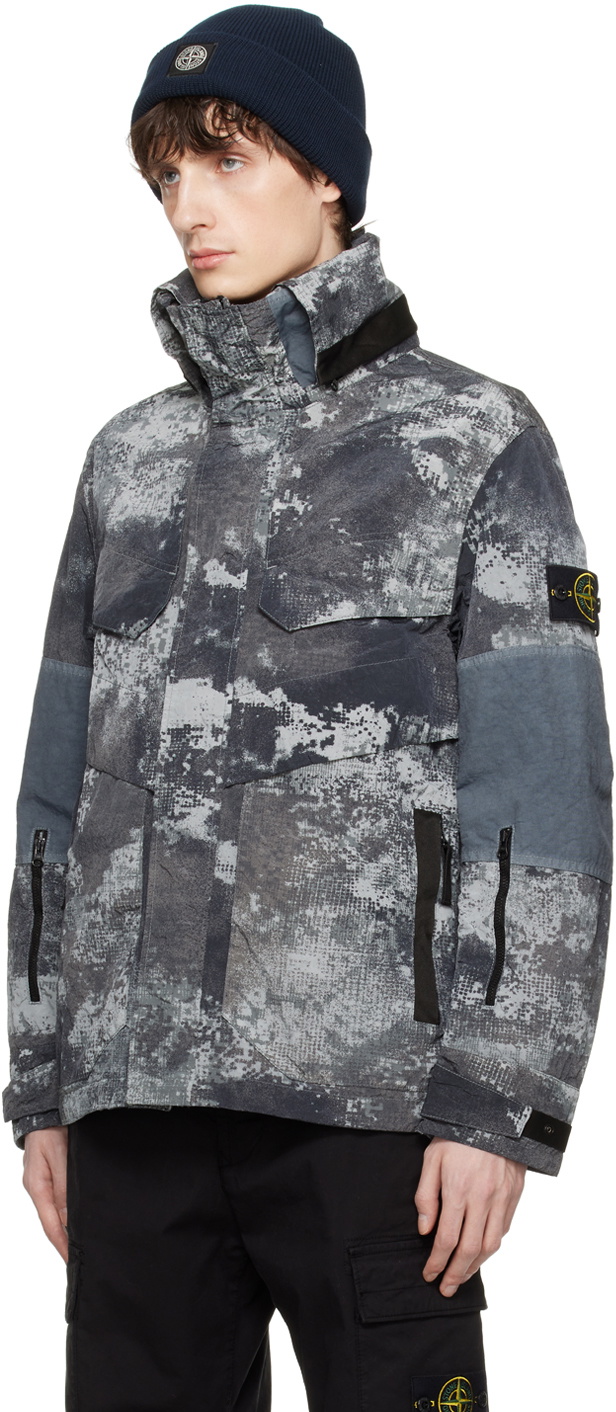 Stone Island Gray Dissolving Grid Jacket Stone Island