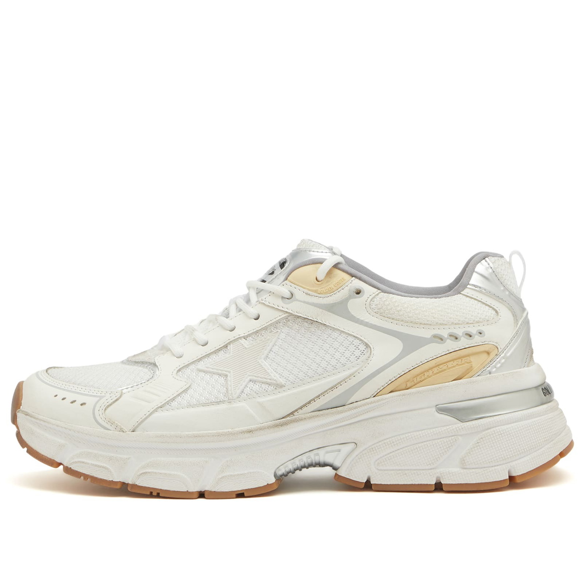 Golden Goose Men's Lightstar Leather and Suede Sneaker in White/Gold ...
