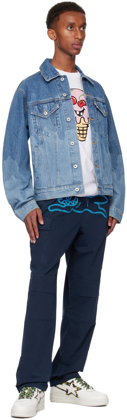ICECREAM Blue Lazer Drip Denim Trucker Jacket ICECREAM