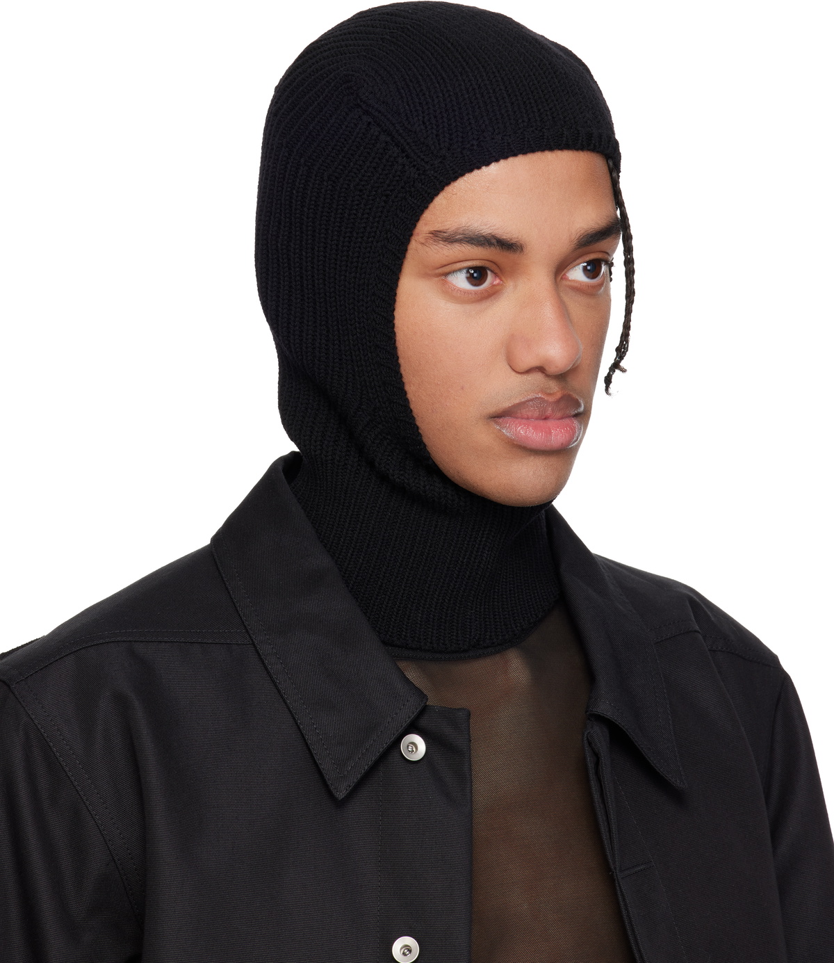 Rick Owens Black Temple Heavy Wool Sphinx Skull Balaclava Rick Owens