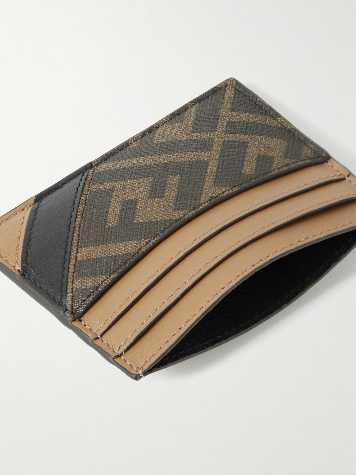Fendi - Logo-Print Coated-Canvas and Leather Cardholder Fendi