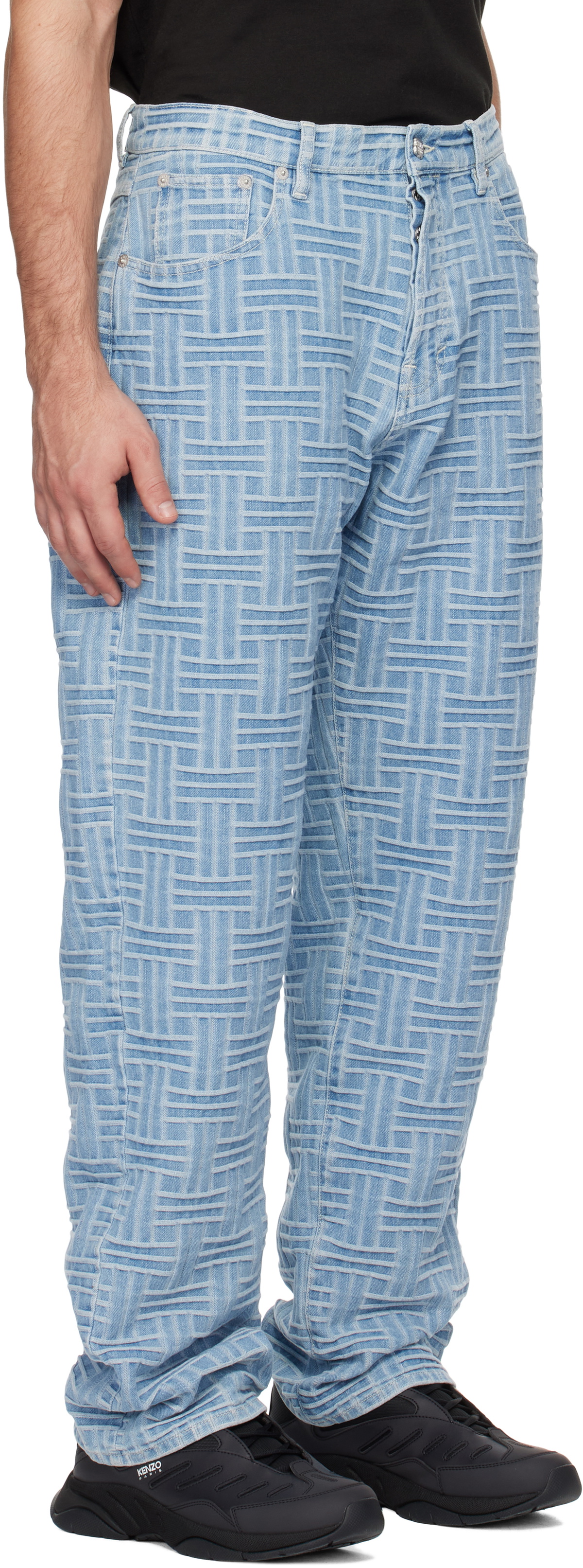 Kenzo Blue Kenzo Paris Weave Botan Loose Fit Jeans Kenzo
