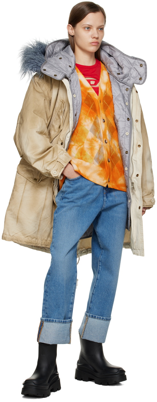 Diesel Beige Drawstring Coat Diesel