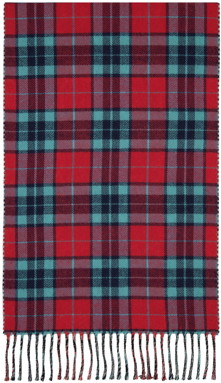 Gucci Red & Blue GG Check Scarf Gucci