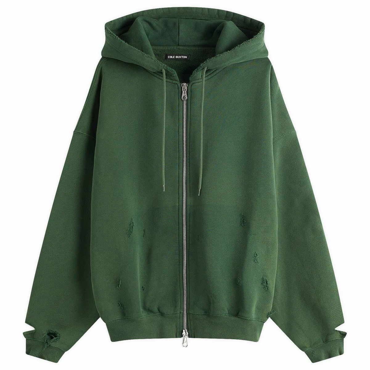 Cole Buxton Men's Distressed Removed Pocket Zip Hoodie in Washed Forest ...