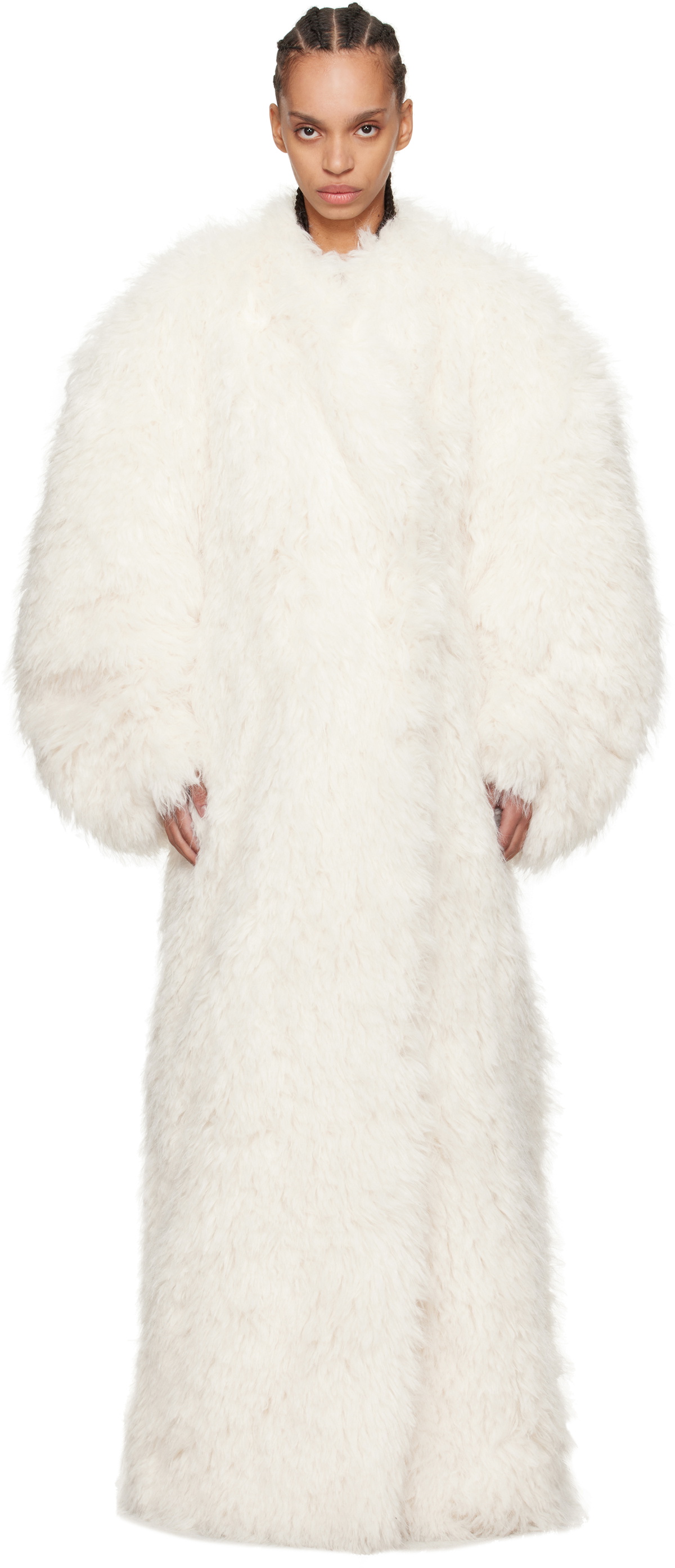 Entire Studios Off-White Chrysalis Faux-Fur Coat Entire Studios