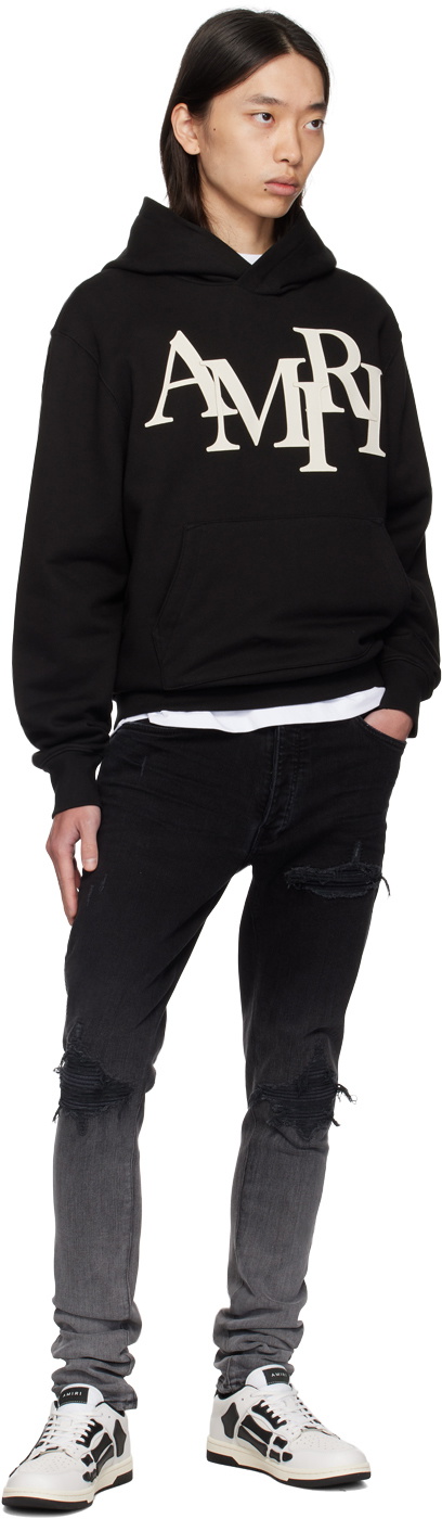 AMIRI Black 'Amiri' Staggered Hoodie Amiri