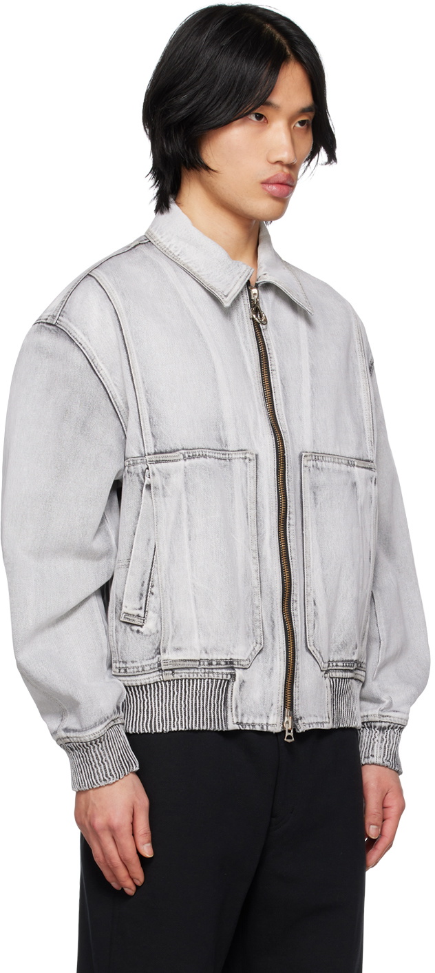 Solid Homme Gray Faded Denim Jacket Solid Homme
