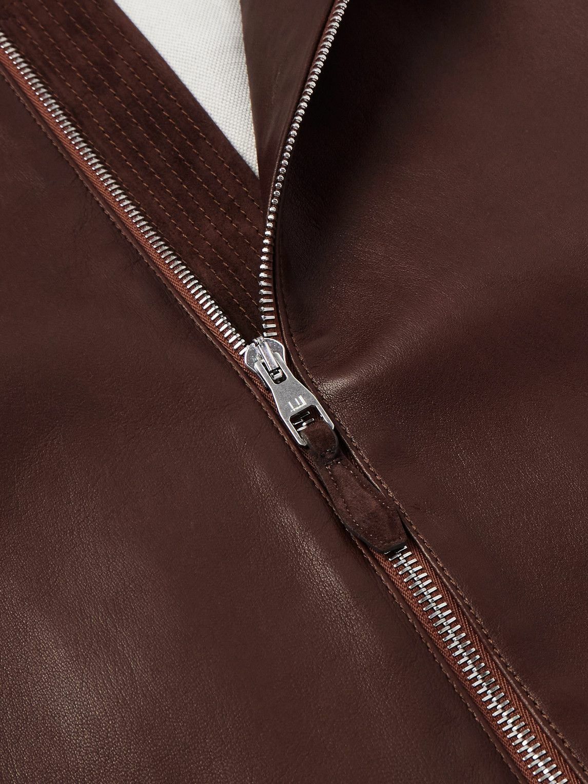 Dunhill - Suede-Trimmed Leather Jacket - Brown Dunhill