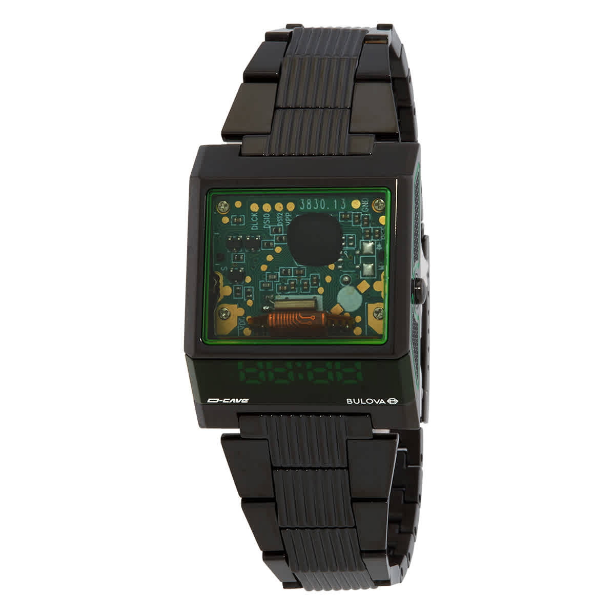 Bulova Computron D-Cave Special Edition Quartz Digital Green Dial Mens ...