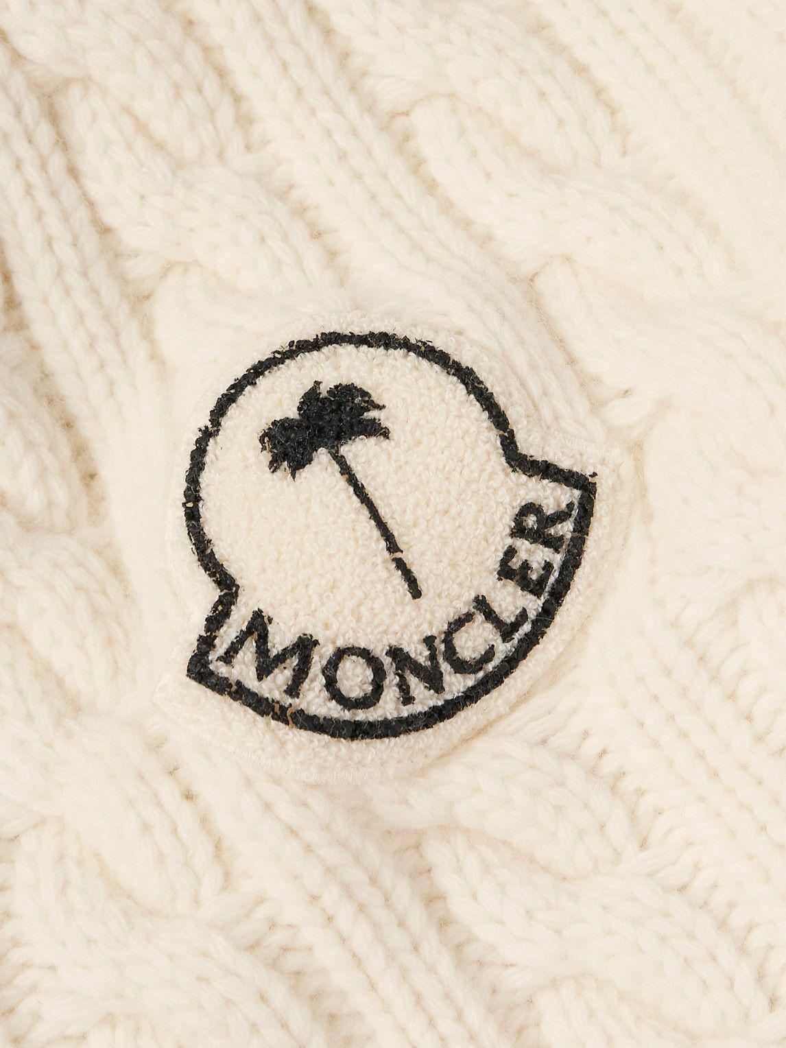 Moncler Genius - Palm Angels Logo-Appliquéd Cable-Knit Wool Sweater ...