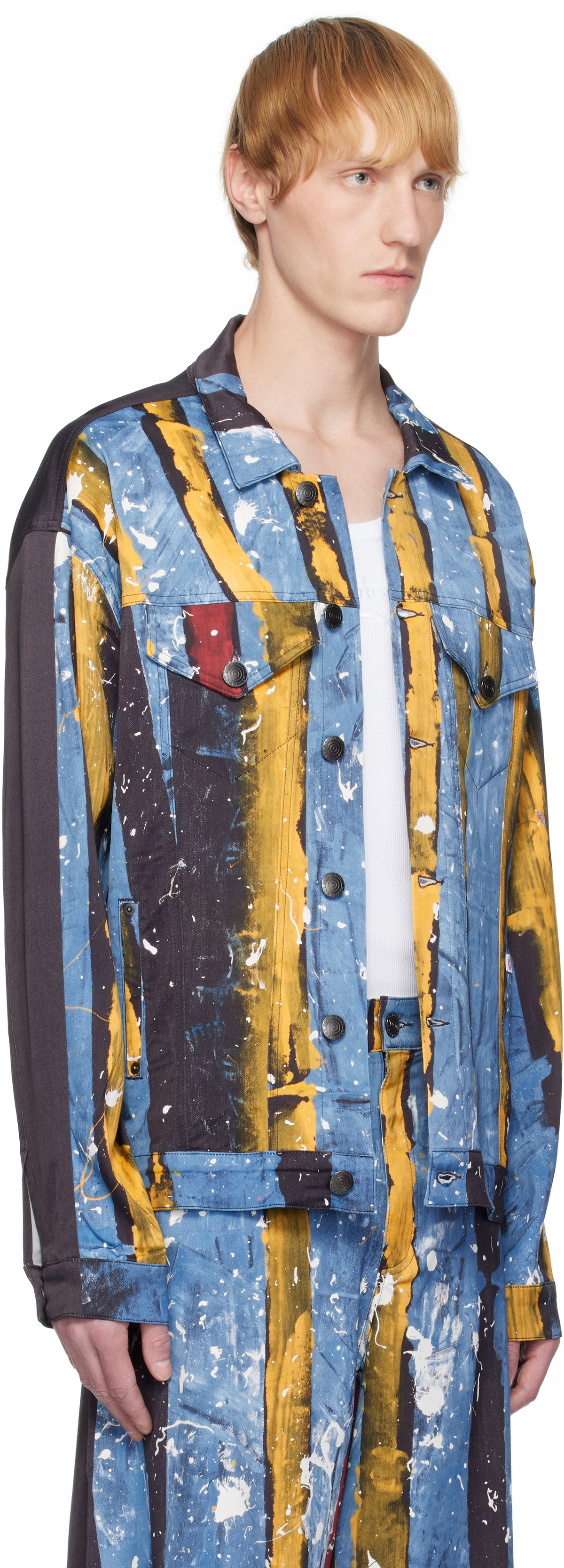 Charles Jeffrey LOVERBOY Navy & Blue Silky Oversized 'Denim' Jacket ...