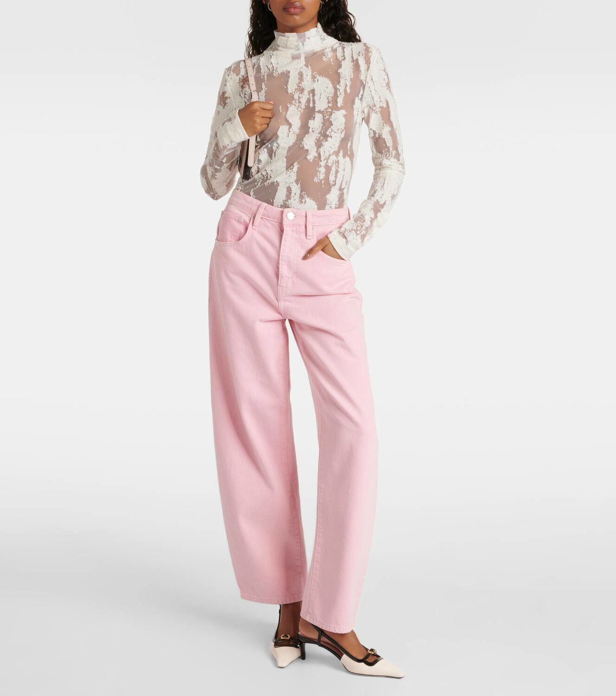 Frame High-rise barrel-leg jeans Frame Denim