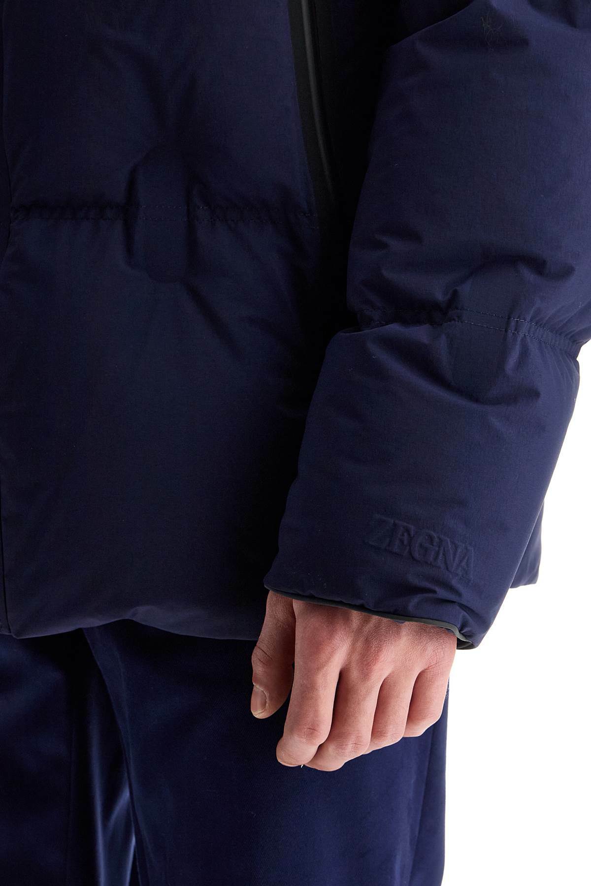 ZEGNA short down jacket with hood Blue Zegna