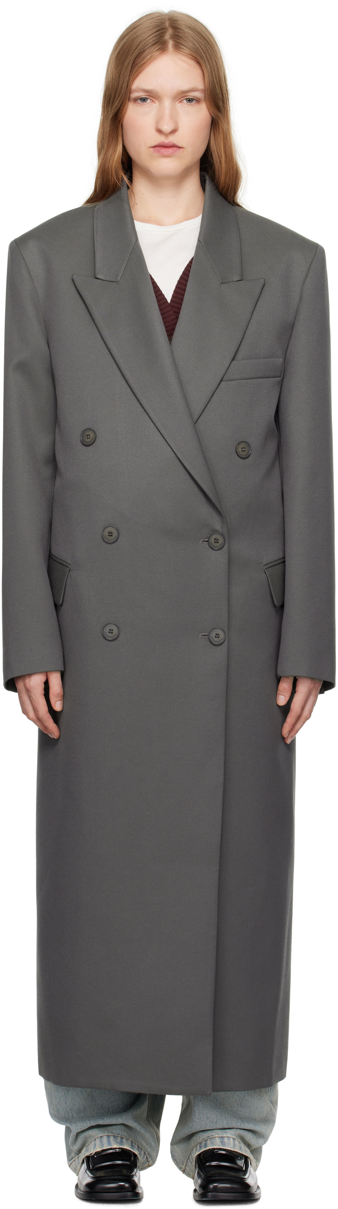 The Frankie Shop Gray Jane Long Coat The Frankie Shop
