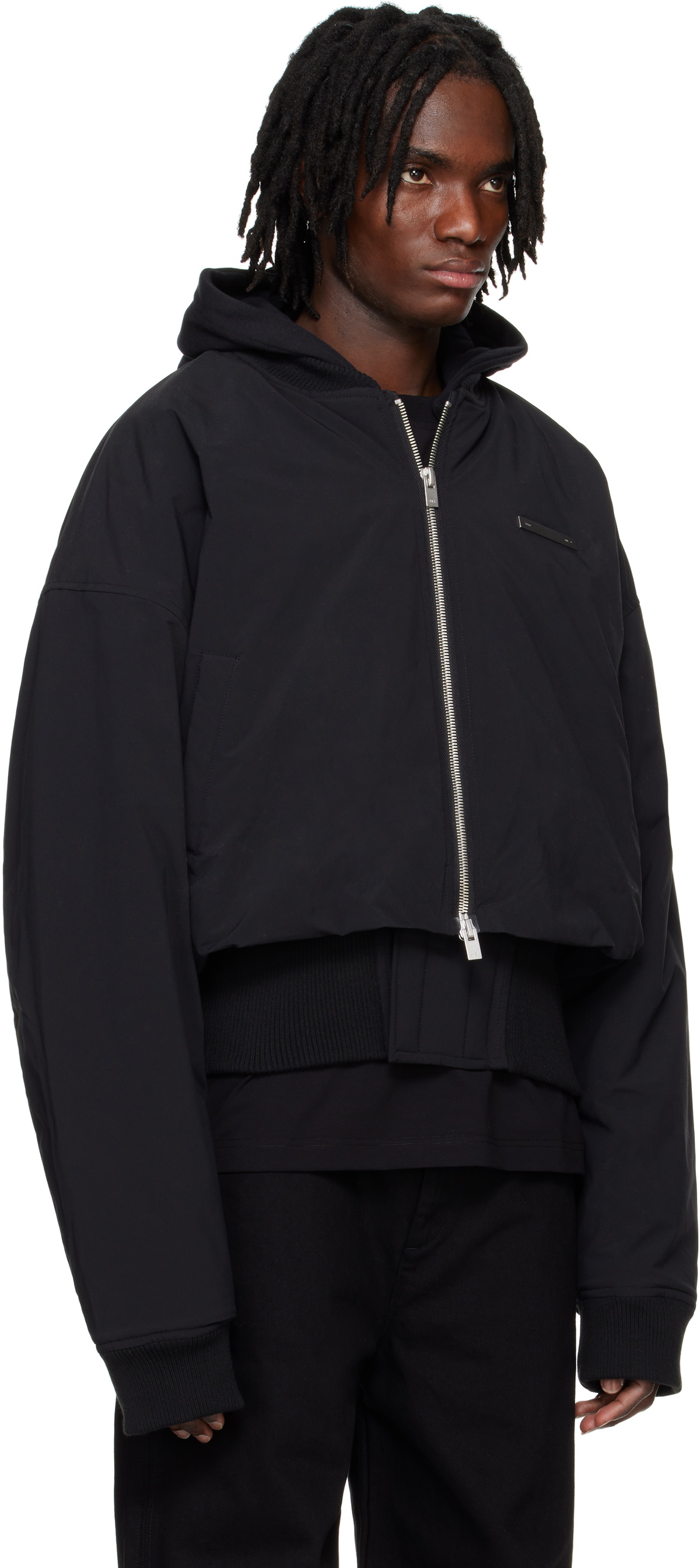 HELIOT EMIL Black Pneumatic Bomber Jacket Heliot Emil
