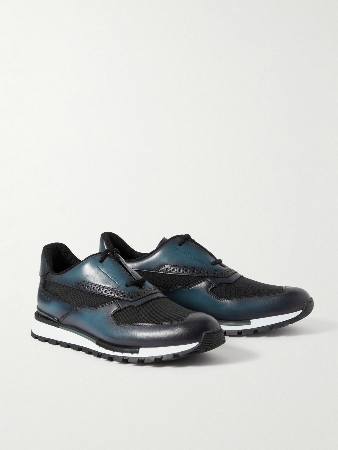 Berluti - Fast Track Venezia Leather and Shell Sneakers - Blue Berluti