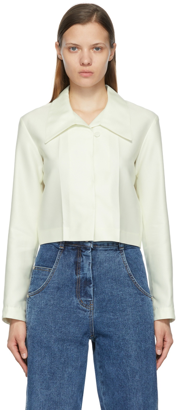 LOW CLASSIC Off-White Cropped Shirt Low Classic