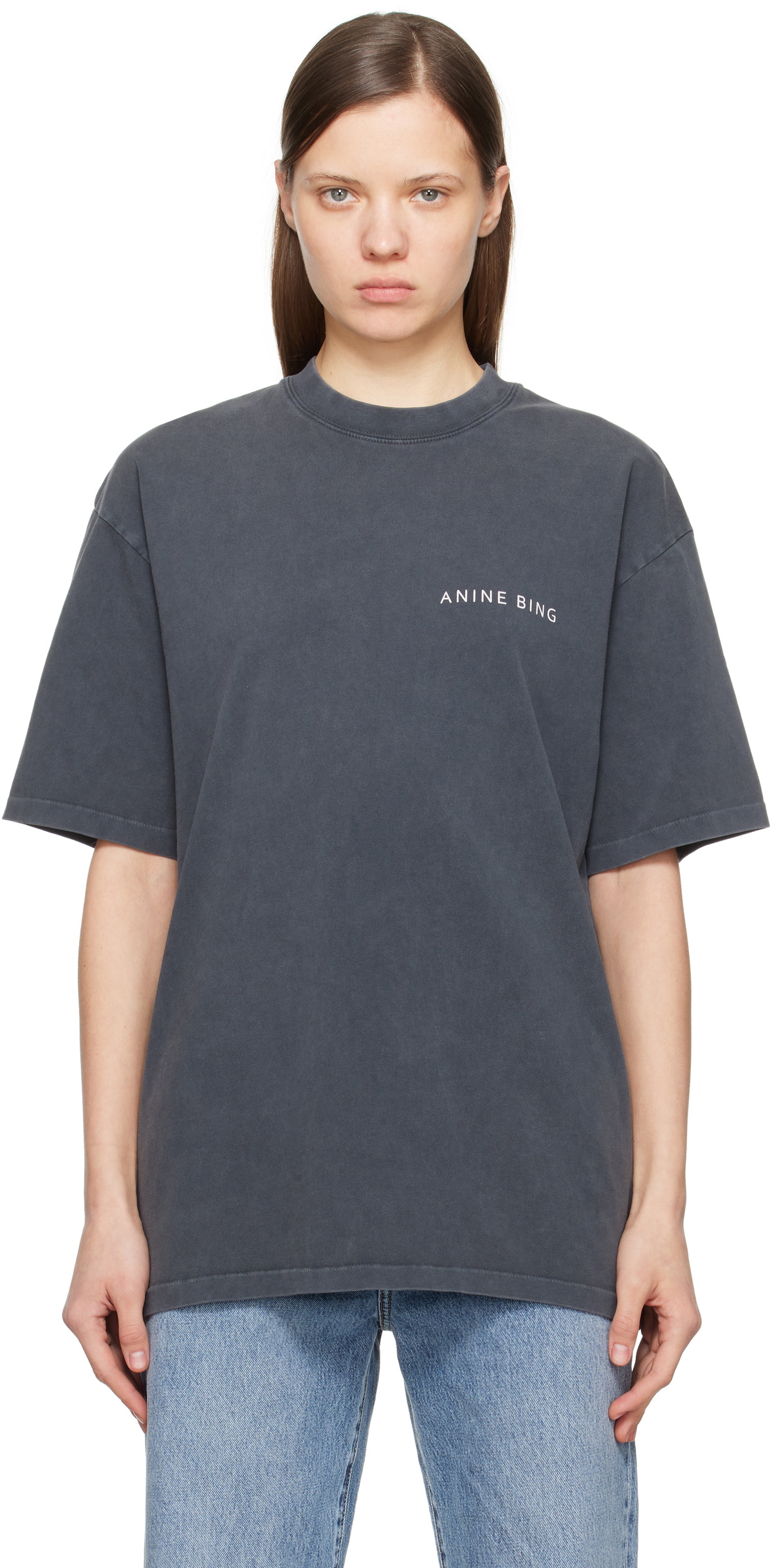 ANINE BING Black Kent Twisted Snake T-shirt ANINE BING