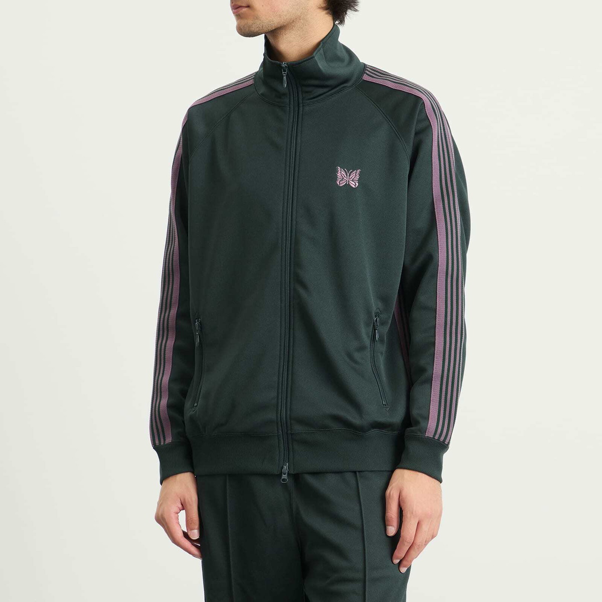 Needles Men's Poly Smooth Track Jacket in Green Needles