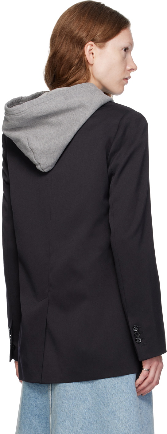 MM6 Maison Margiela Navy Raw Edge Blazer MM6 Maison Margiela
