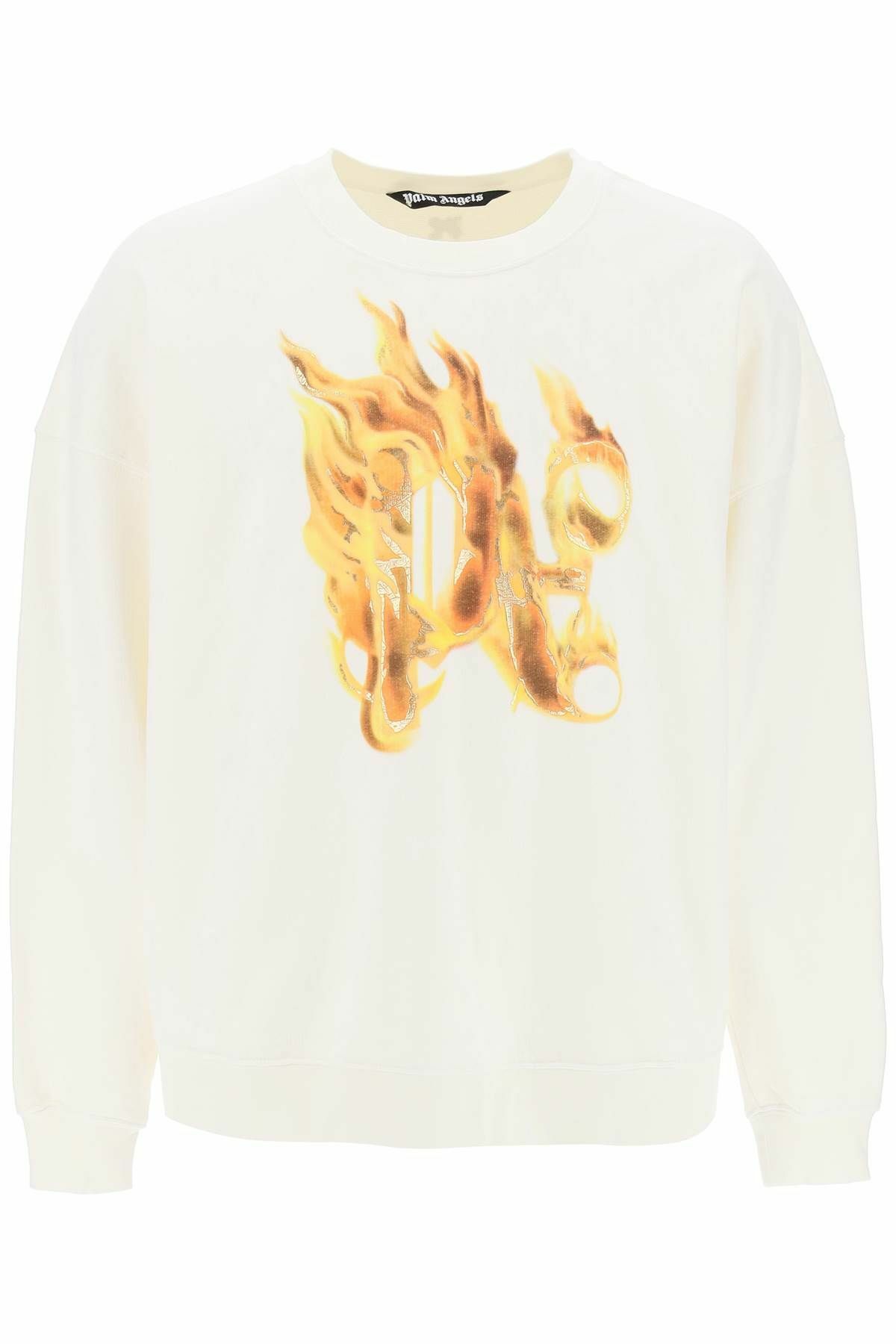 PALM ANGELS "burning monogram crewneck White Palm Angels